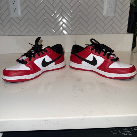 Nike | Shoes | Nike Sb Dunks Red And White Low Sneakers Size Womens 7 ...